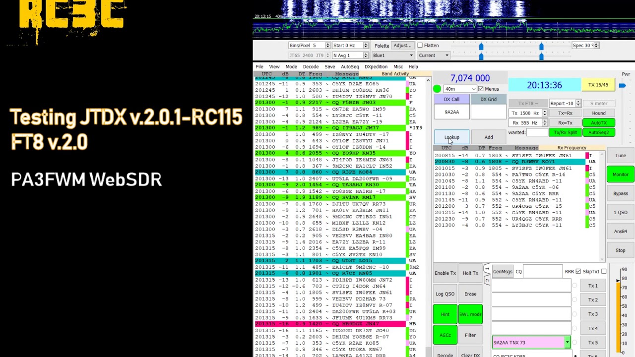 Testing new JTDX v.2.0.1-RC115 on 7.074 FT8 (WebSDR SWL) - YouTube