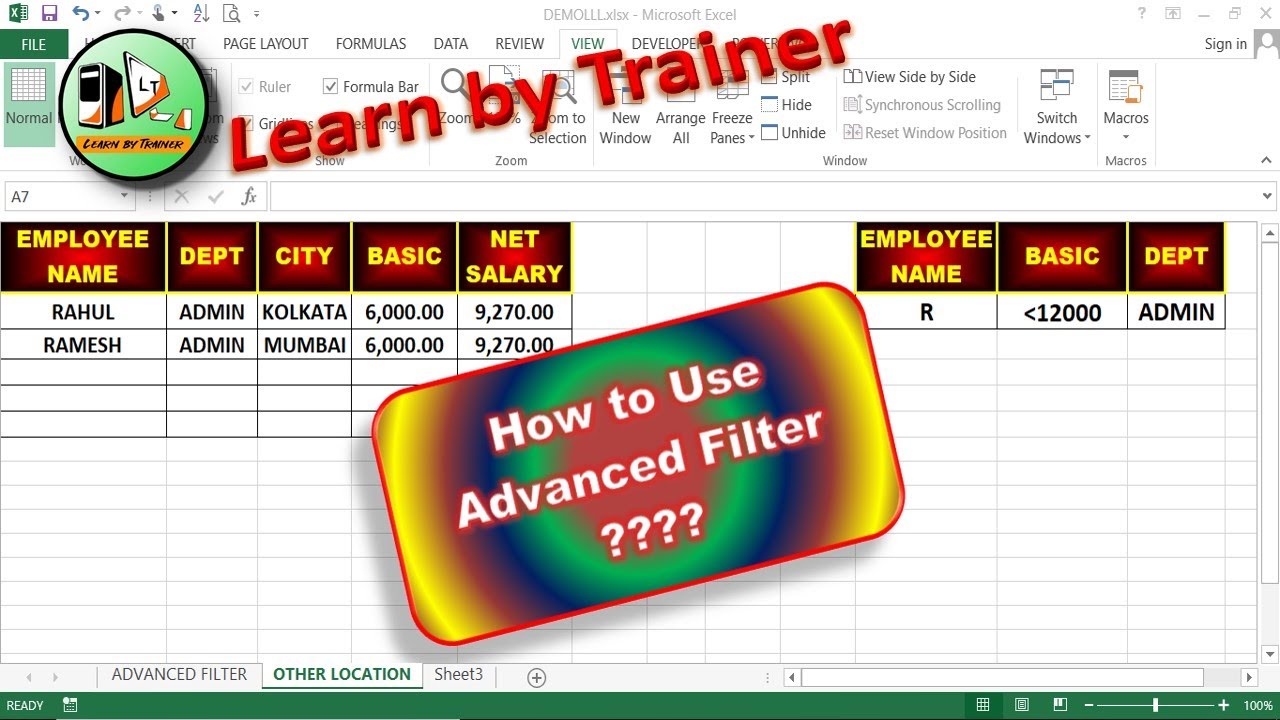how to use advance filter - YouTube