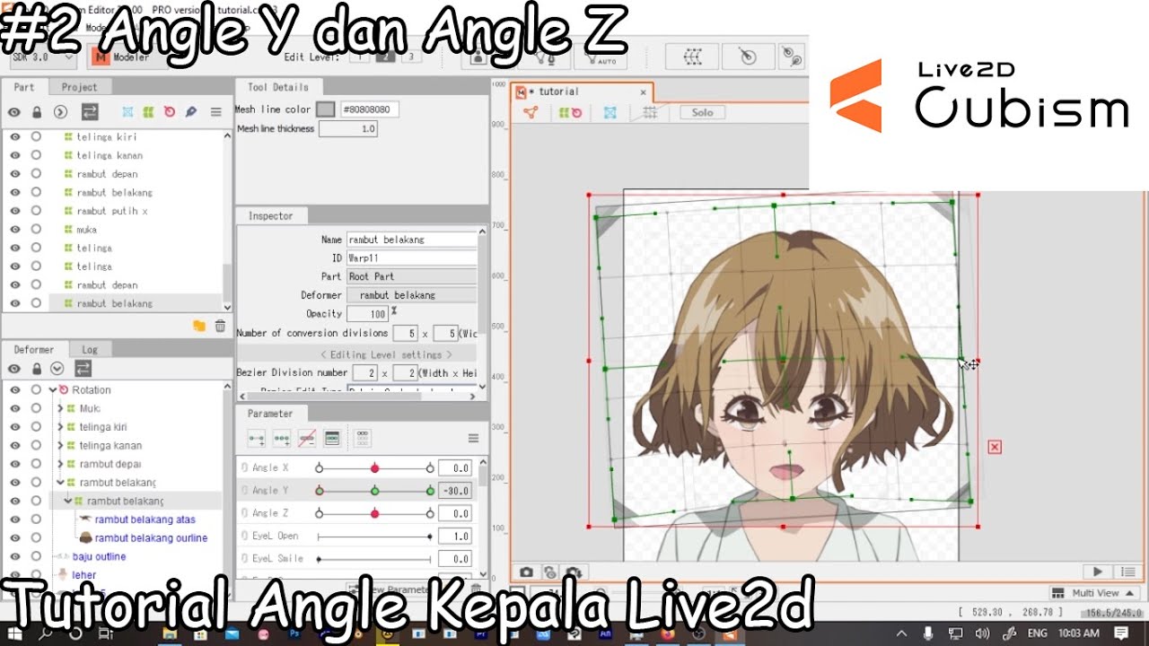 Tutorial Angle x Dan Angle z Live2d - Tutorial rigging live2d Indonesia | Tutorial Live2d ...