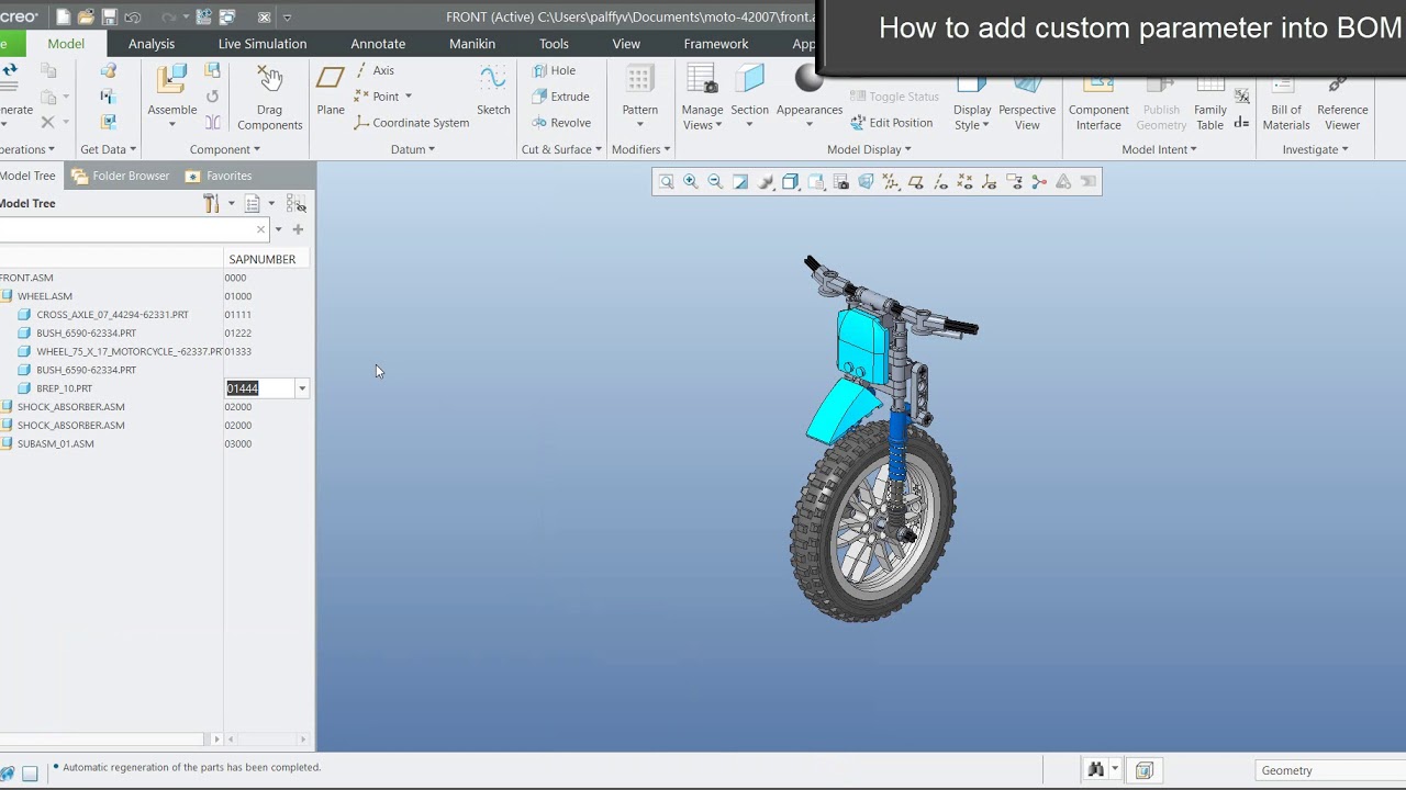 Creo Drawing tutorial: How to add custom parameter into BOM - YouTube