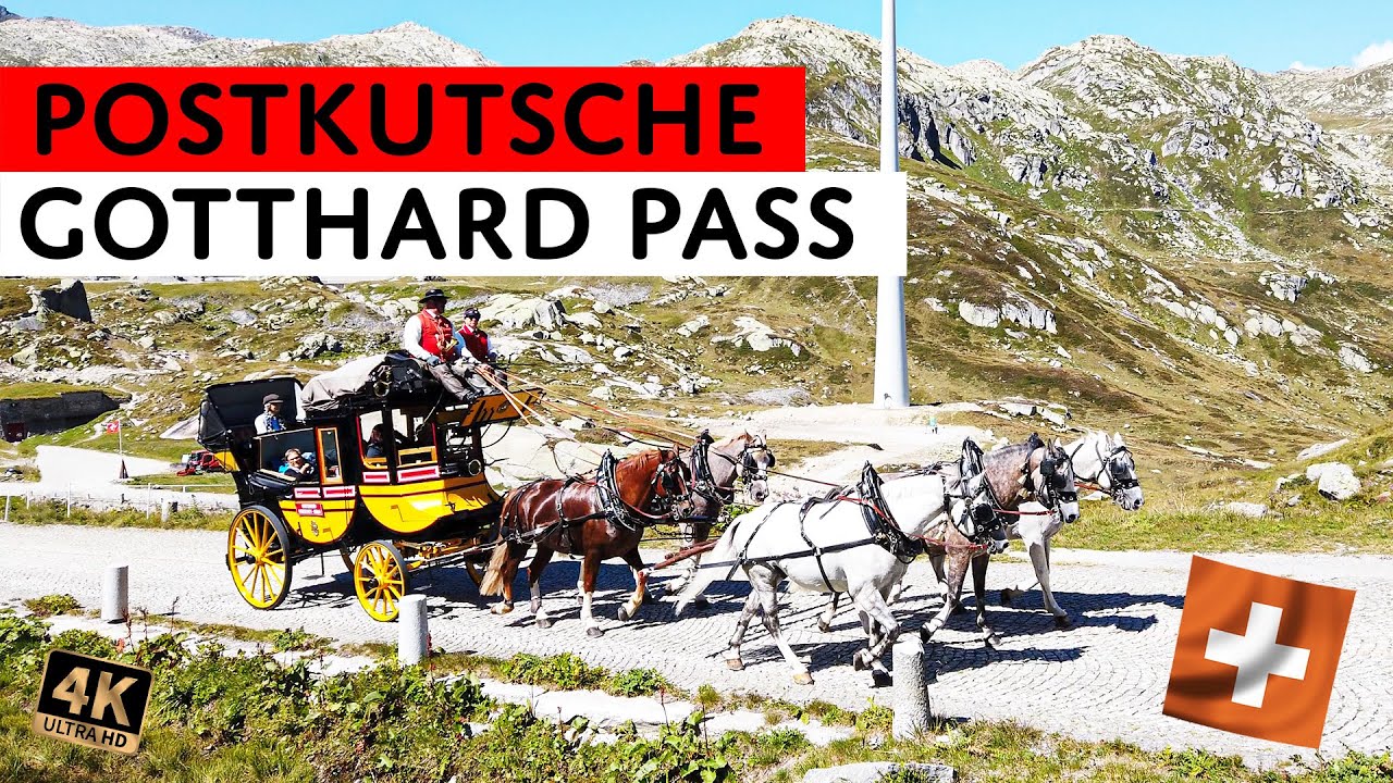 Stagecoach Over the Gotthard Pass | Historic Horse-Drawn Mail Coach ...