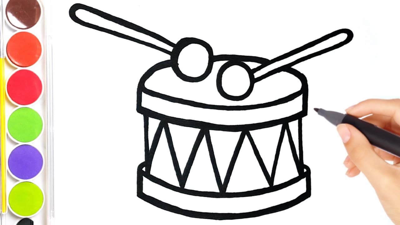 Drum 🥁 Drawing, Painting, Coloring 🎨🖌 for Kids and Toddlers with ...