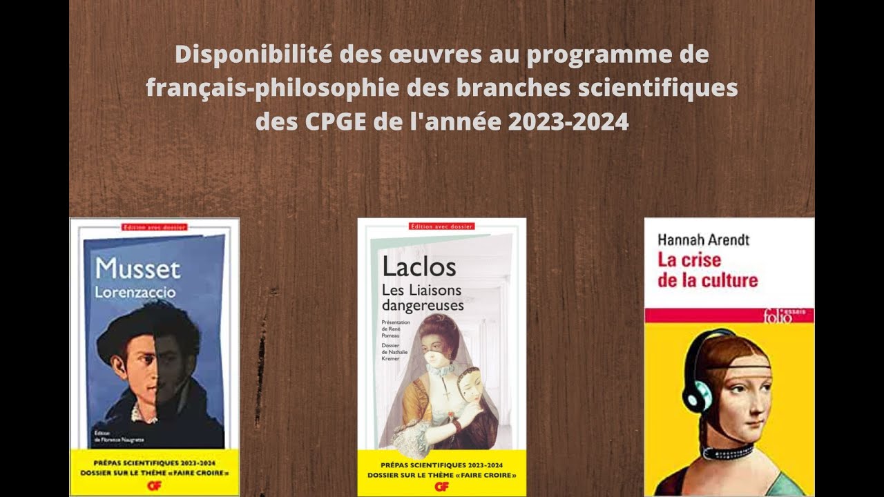 Disponibilité des œuvres au programme des branches scientifiques des CPGE. - YouTube