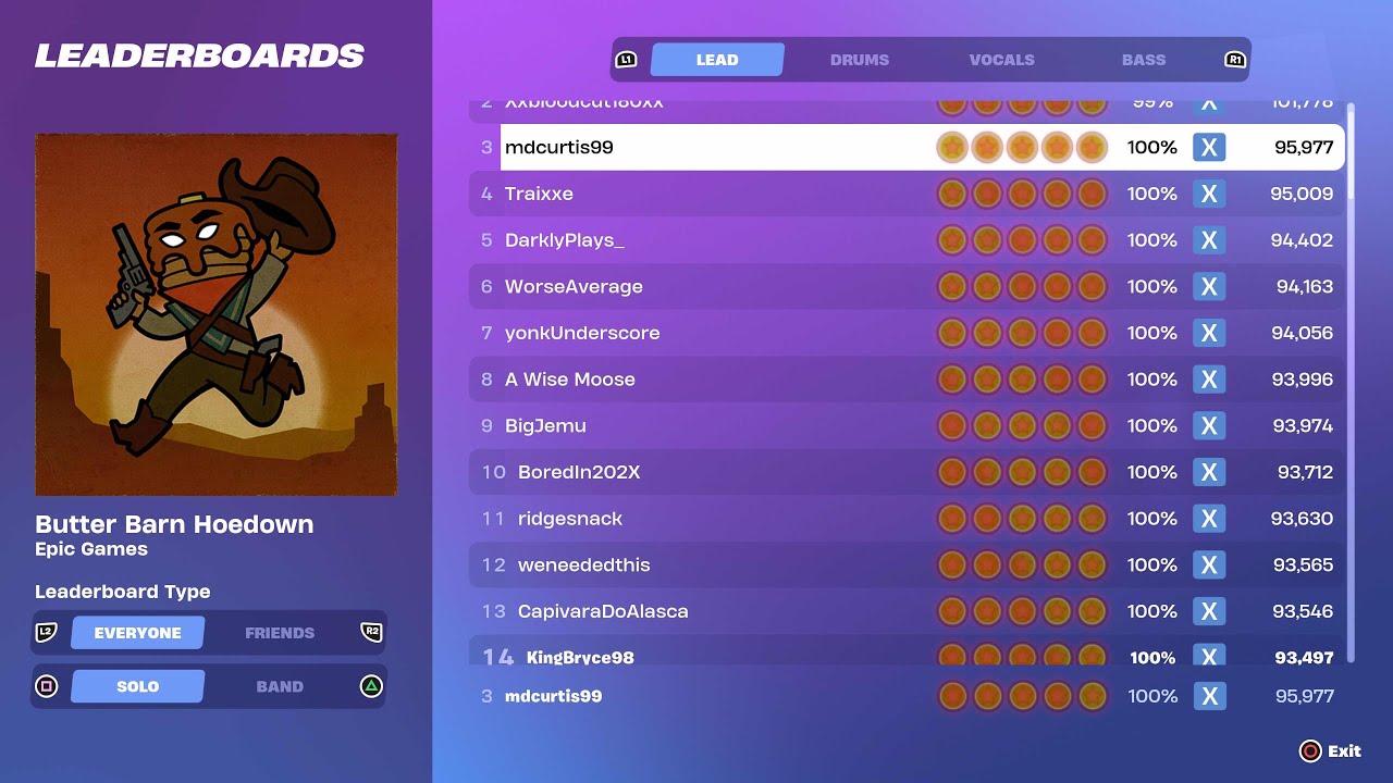 [Fortnite Festival S1] Butter Barn Hoedown Expert Lead 100% FC World ...