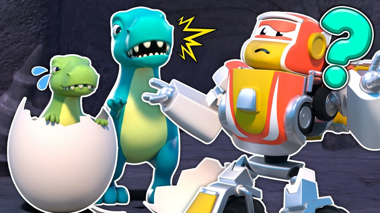 🦖 Robot Policía Héroe ayuda a DINO BEBE a encontrar a su familia 🚔 ...