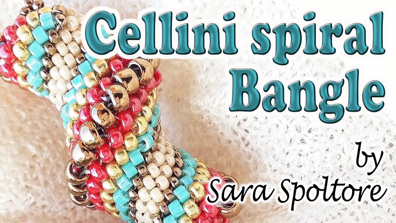 Tutorial Cellini bangle bracelet - How to make a Bangle using Cellini spiral - Peyote stitch ...