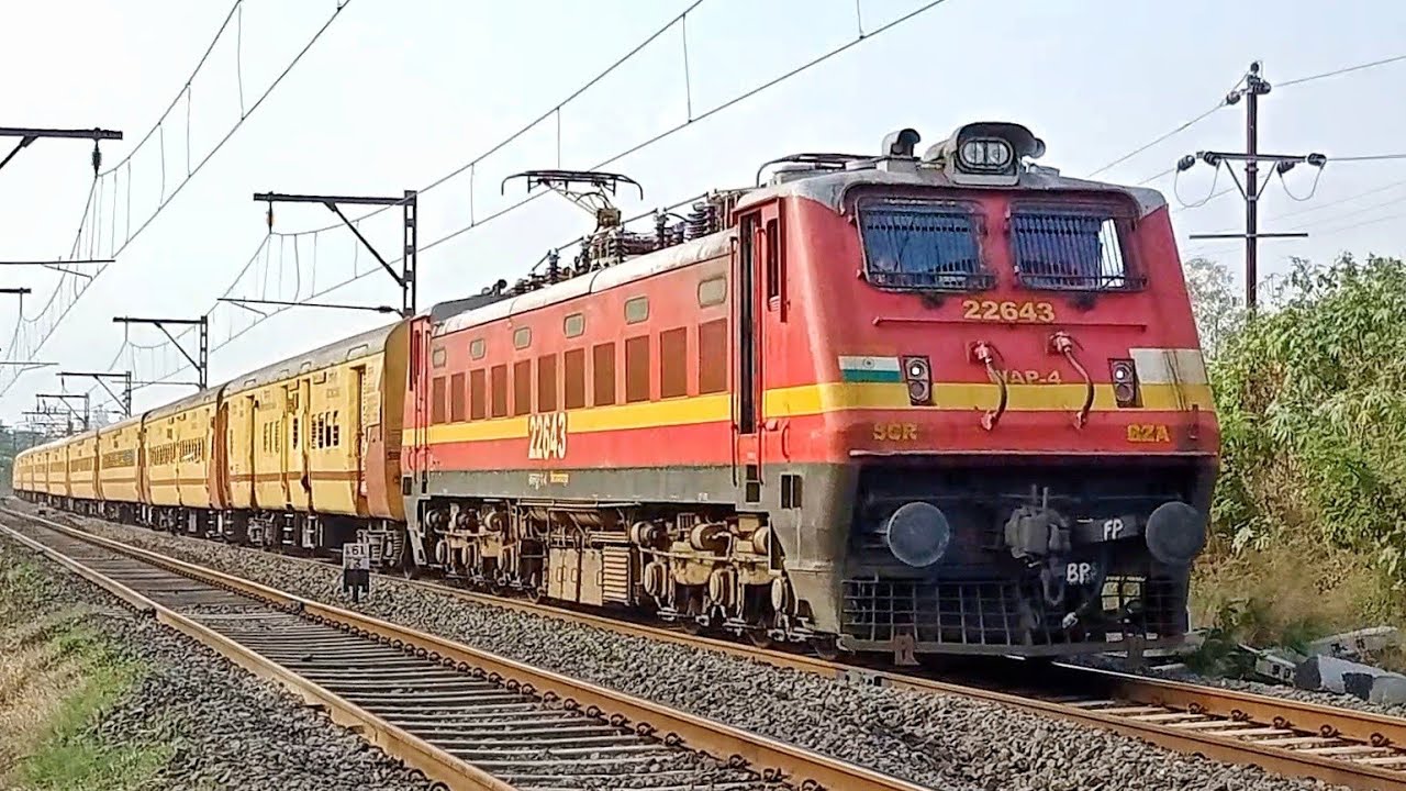 17031 Mumbai Hyderabad Express silently passing with Shining Red BZA ...