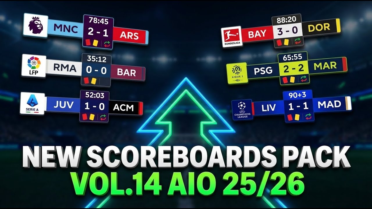 📺🔥 New Scoreboards Pack VOL.14 AIO 2025/2026 | PES 2021 & Football Life ...