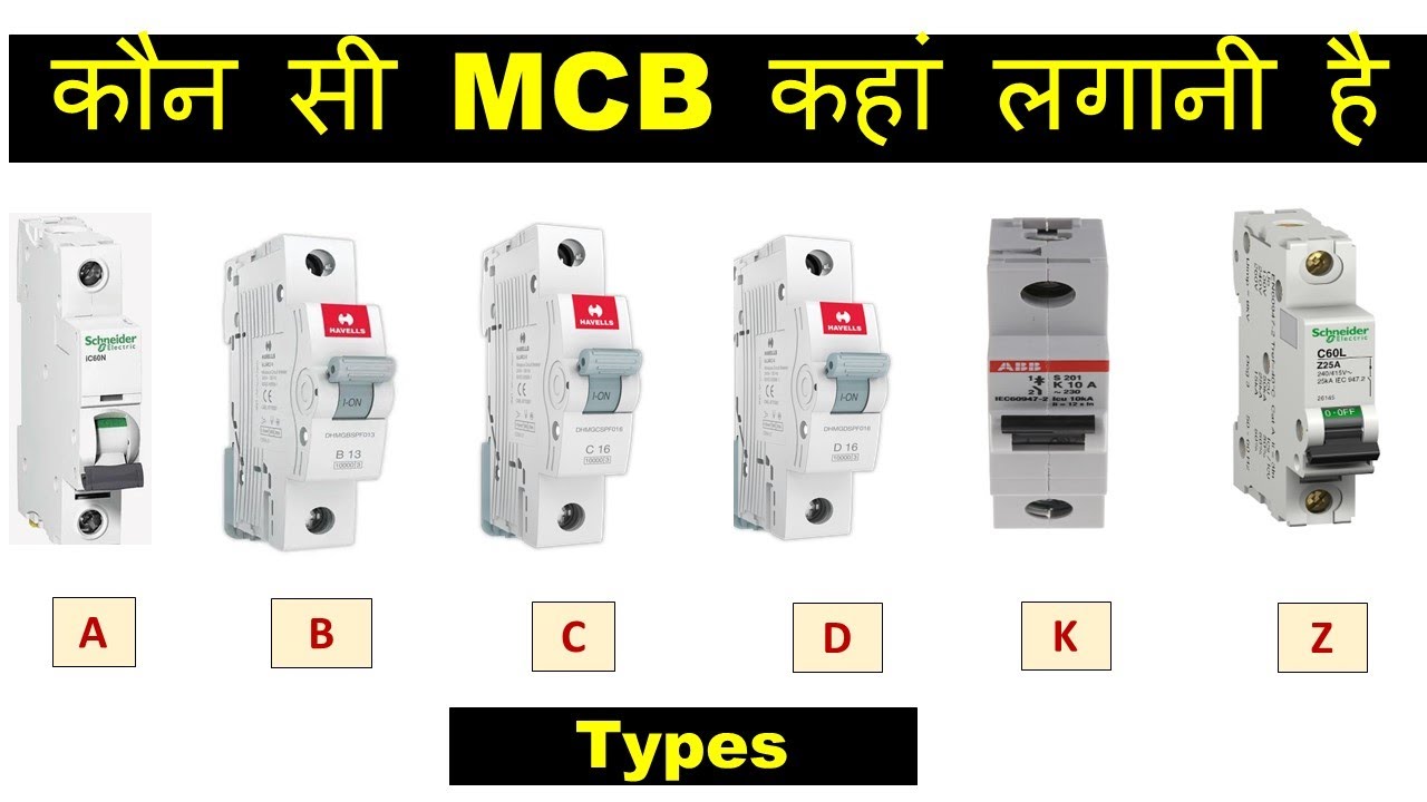 How to select right MCB- in hindi-कौन सी MCB कहां लगानी है -Types of ...