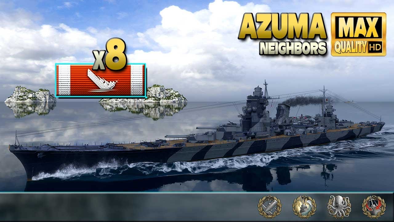 Cruiser Azuma: Domination with 8 destroyed ships - World of Warships ...