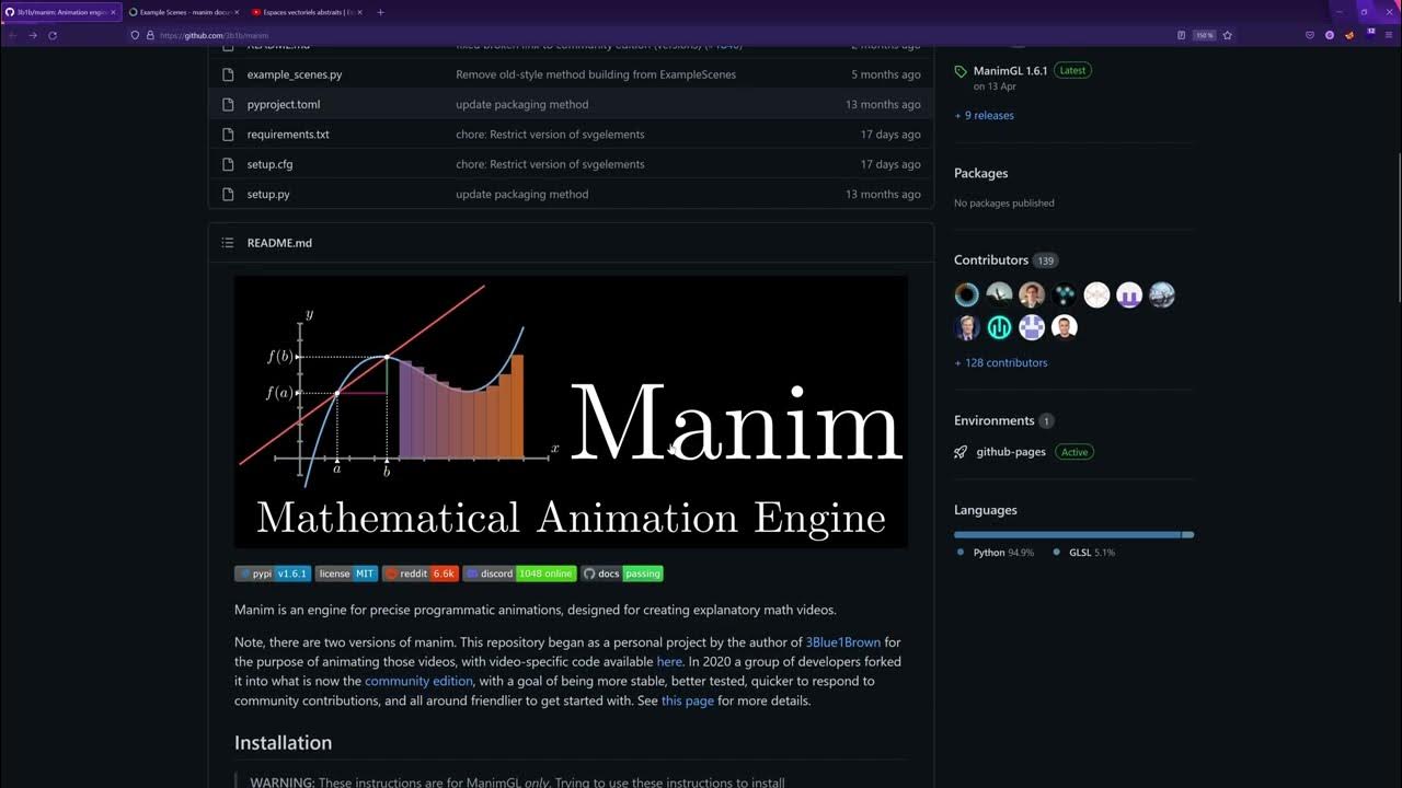 Manim : Installation et tests - YouTube