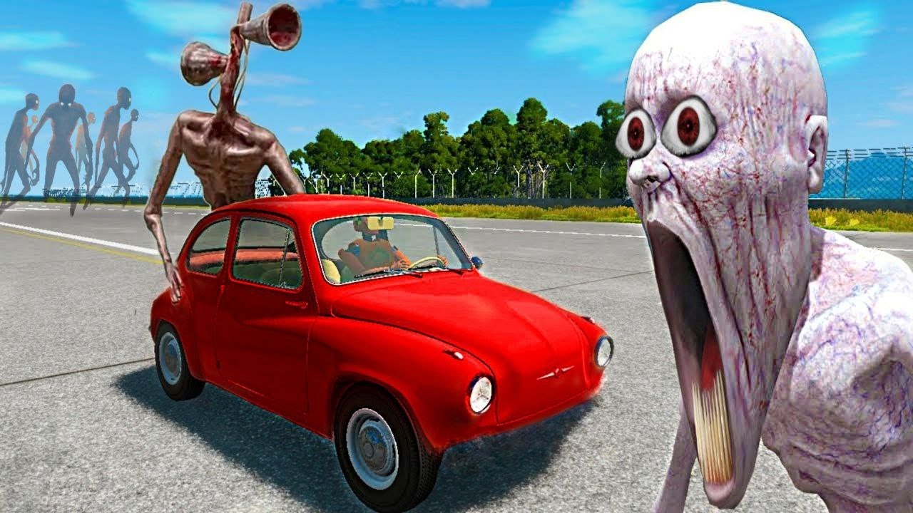 Jeep 4x4 VS Giant Bulge Zombie Escape From The Shy Guy SCP 096 Car Ride ...