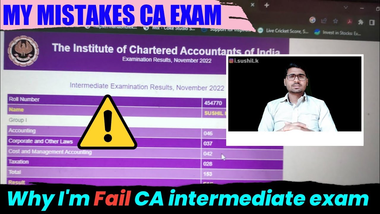 Why I'm Fail CA intermediate Exam Nov'22 | My mistake CA Exam - YouTube