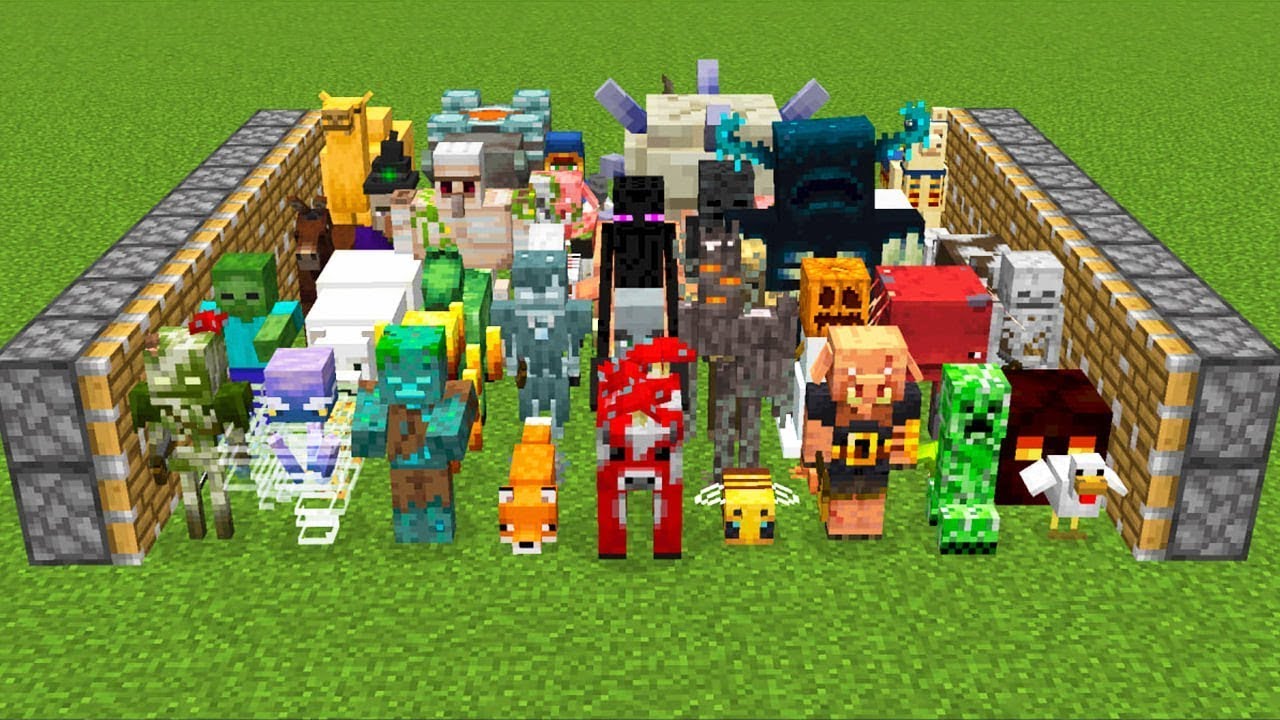 All New minecraft mobs combined x100 - YouTube