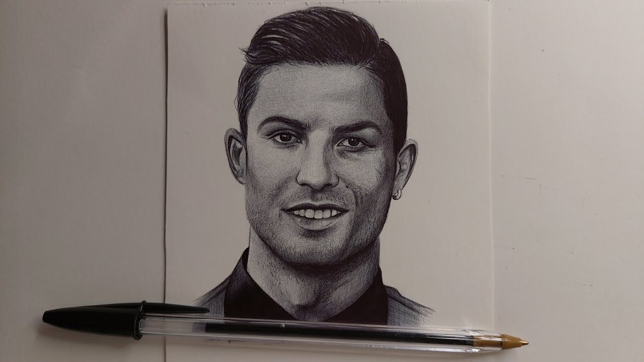 Pen drawing cristiano ronaldo time lapse| portrait drawing CRISTIANO ...