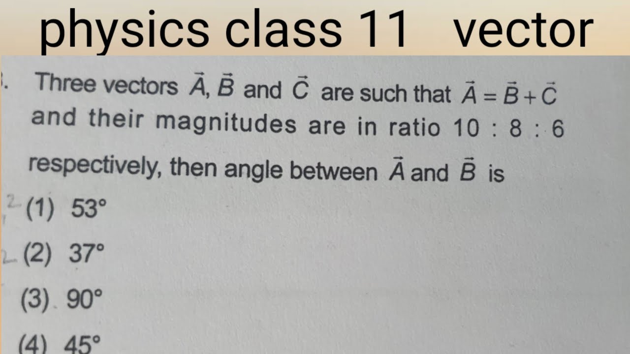Three vectors A,B and C are such that A= B +C and their magnitude are ...