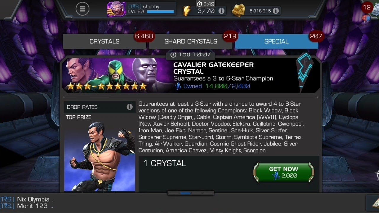 7X Cavalier Gatekeeper Crystal,1X Mythic Crystal Opening ||Mcoc|| - YouTube