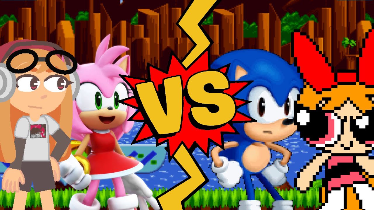 M.U.G.E.N Battles | Meggy Spletzer/Amy Rose vs Blossom/Sonic - YouTube