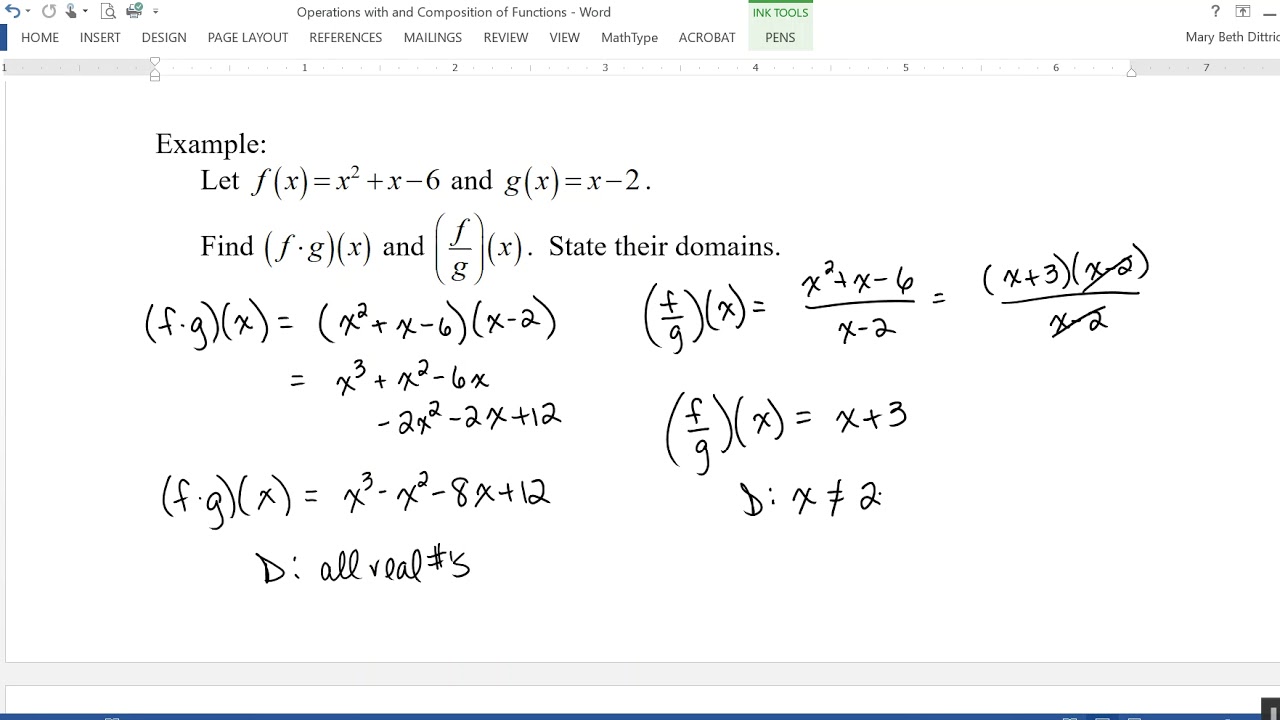 Operations with and Composition of Functions - YouTube
