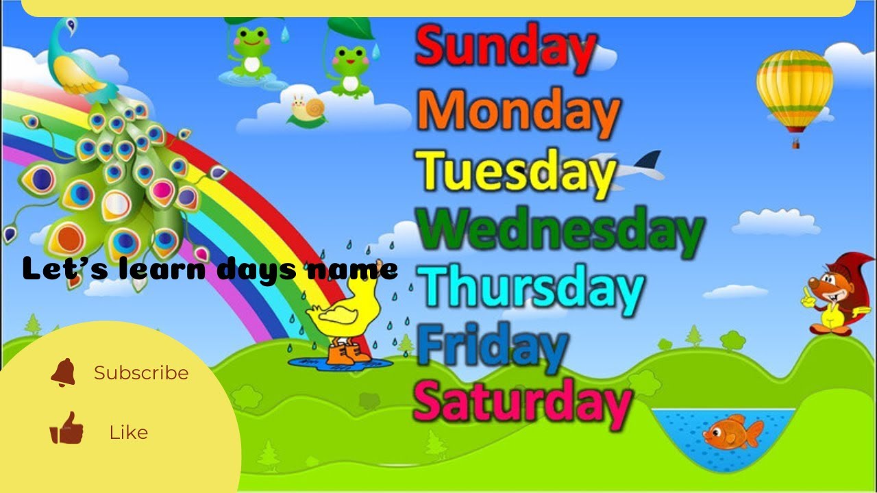 Days name of the week, saptah ke dino ke name, week days name, Sunday ...
