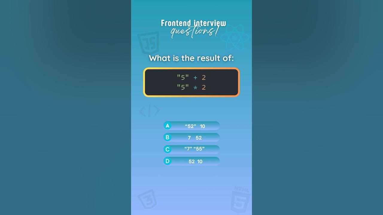Frontend Interview Questions Quiz 54 Javascript React Interview Developer Coding