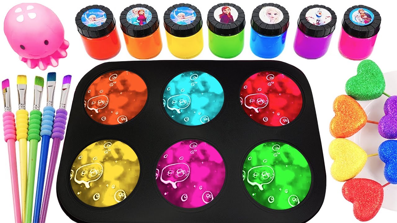 Satisfying Video l Mixing All My Slime l How To Make Rainbow Glitter ...