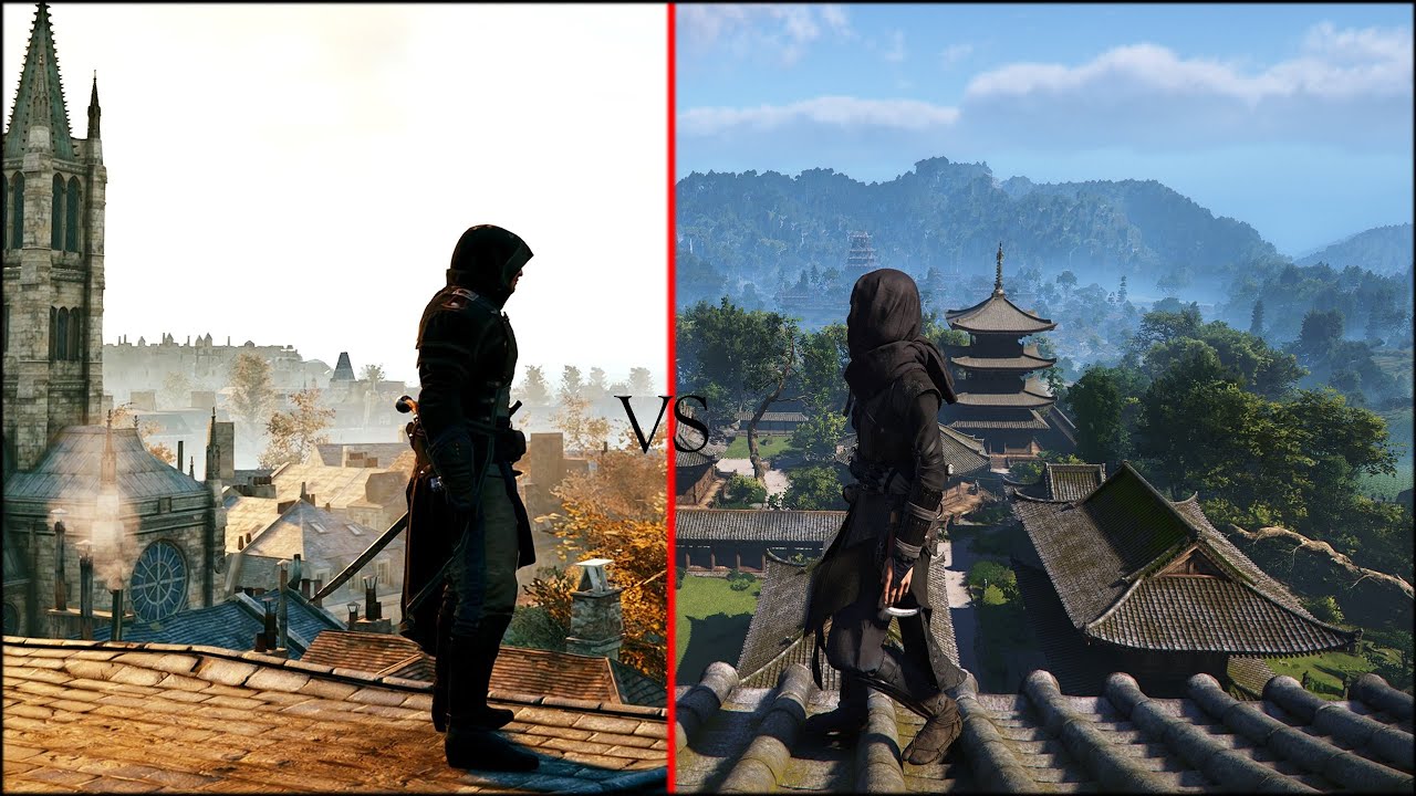 AC Unity Vs AC Shadows - Combat Stealth Parkour & Gameplay Comparison ...