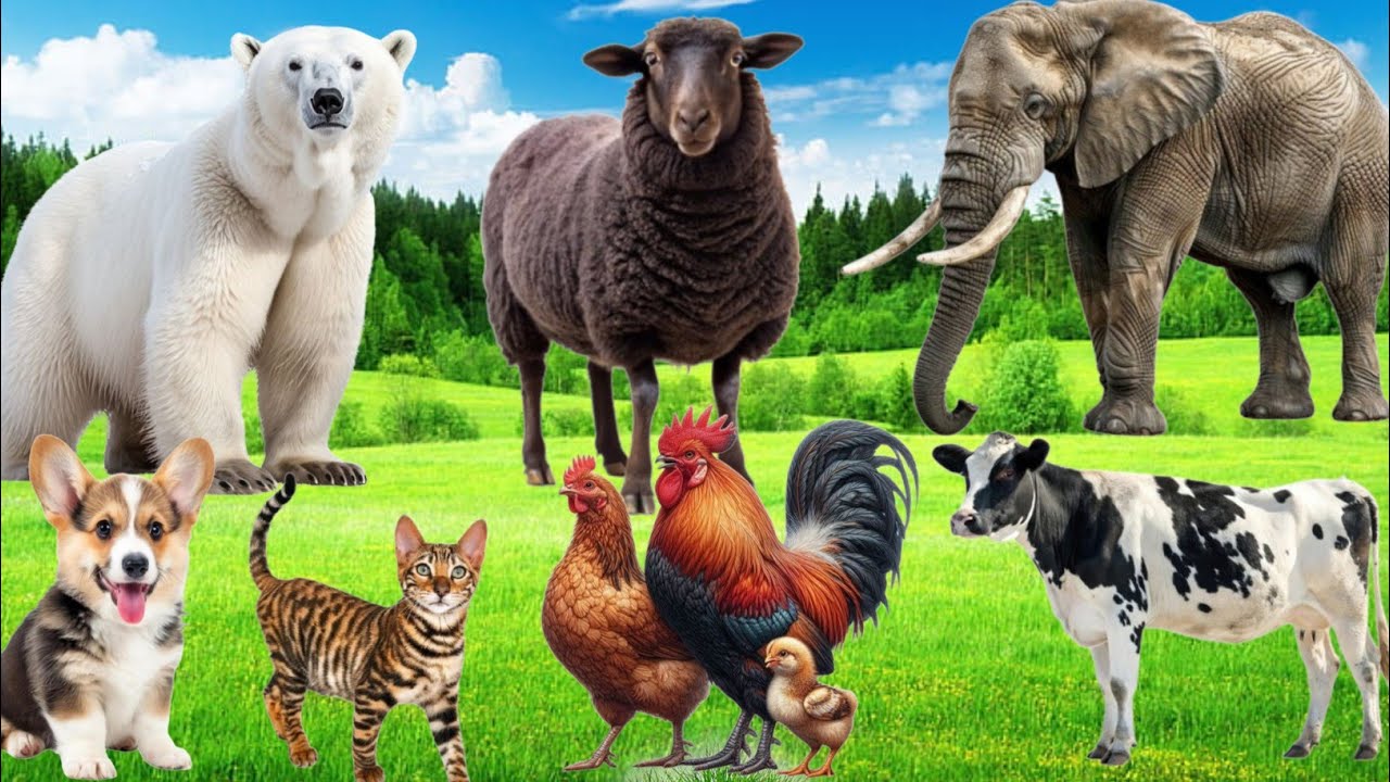Farm Animal Sounds - Cow, Dog, Cat, Chicken, Elephant ,Sheep - Animal ...