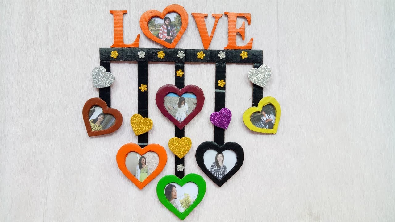 How to make unique cardboard love photo frame/ DIY cardboard craft ...