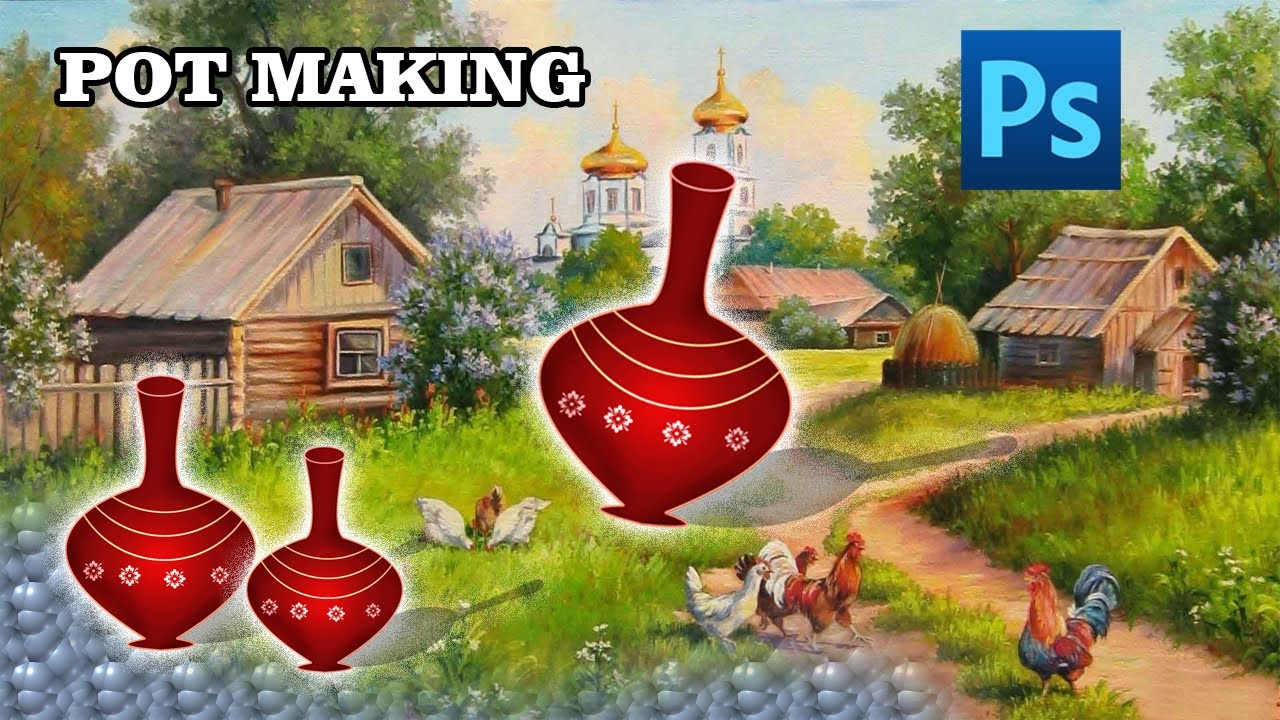 Photoshop pot making| use of pen tool | surahi banana| Art work on ...