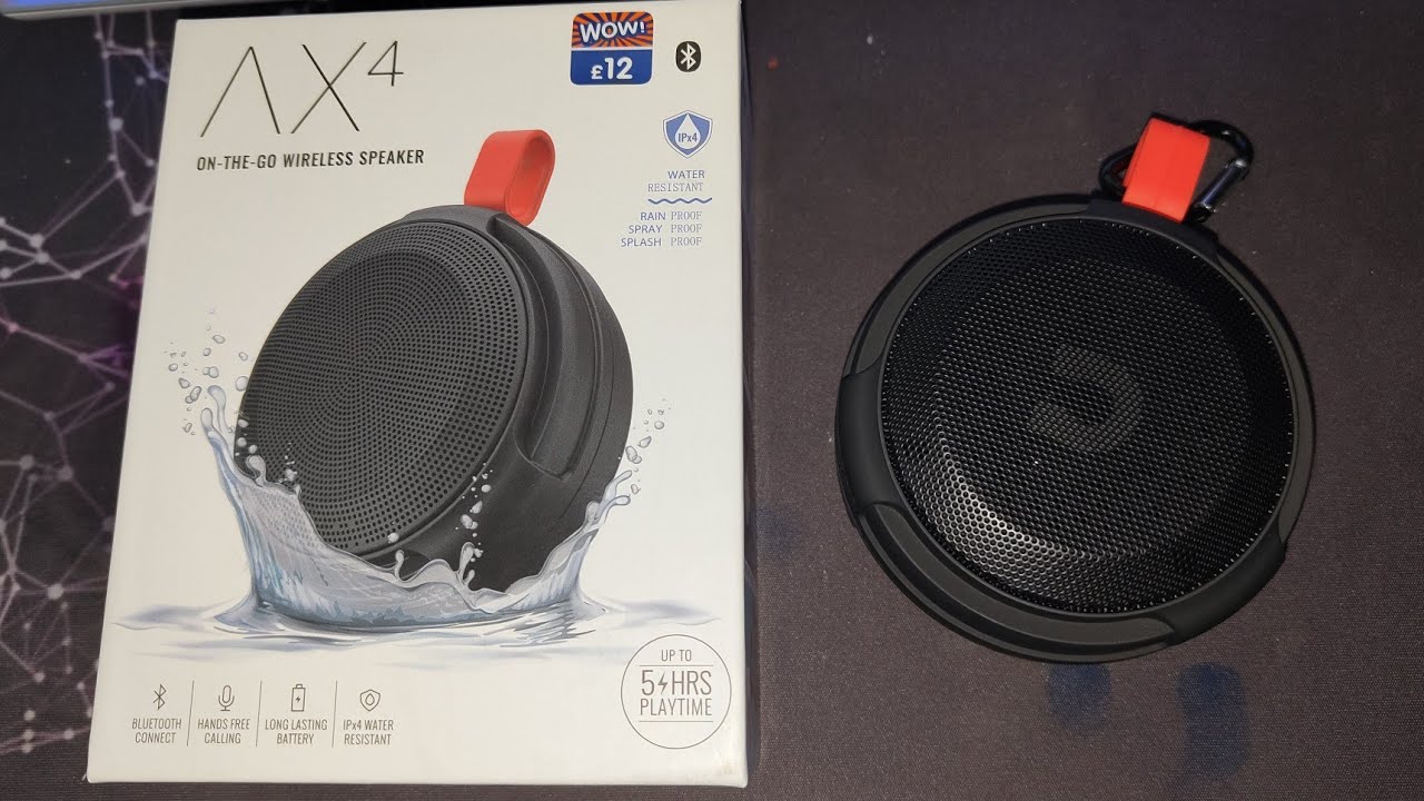 AX4 Waterproof Bluetooth Speaker Unboxing and Testing - B&M £2.50 - YouTube