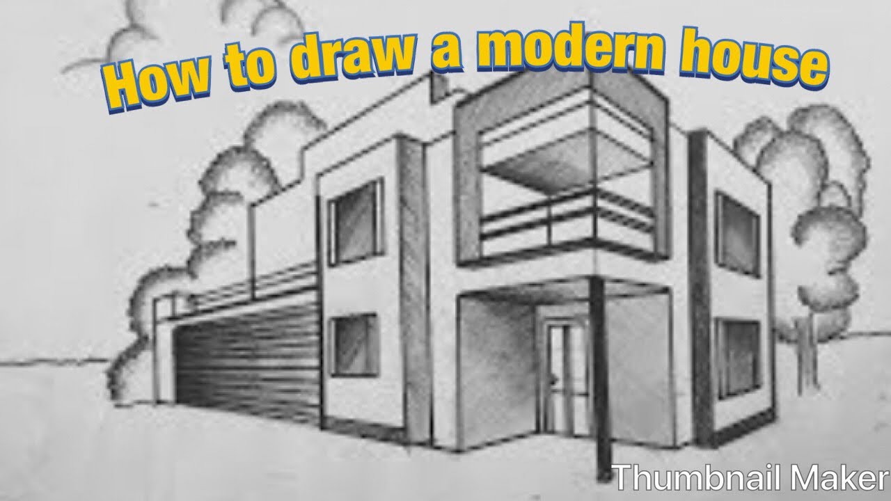 How To draw a Modern House - YouTube