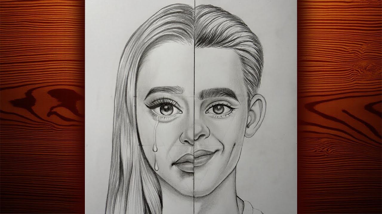 how to draw a face | A Smile Behind the Tears - YouTube