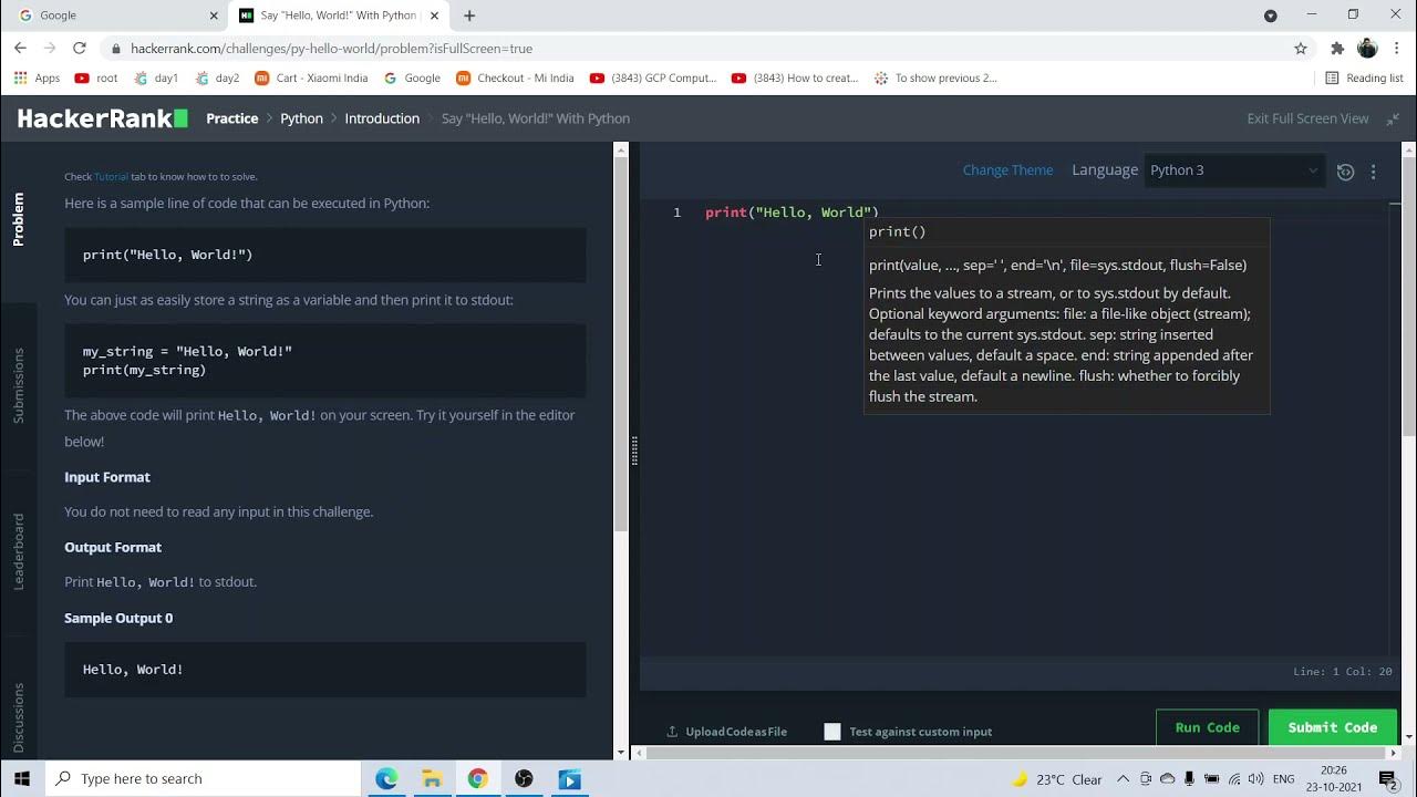 HackerRank Solution Hello World! @HackerRank @Python - YouTube