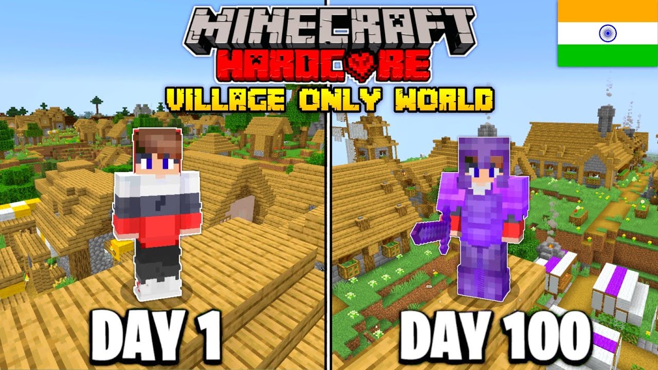 I Survived 100 Days In Village Only World In Minecraft Hardcore Hindi