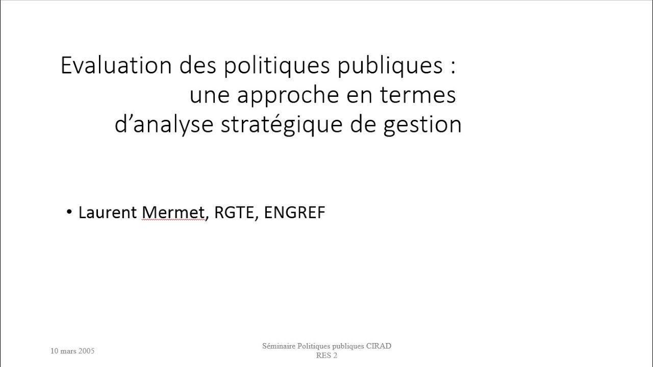 RES 2 (1) – Evaluation des politiques publiques : approche stratégique ...