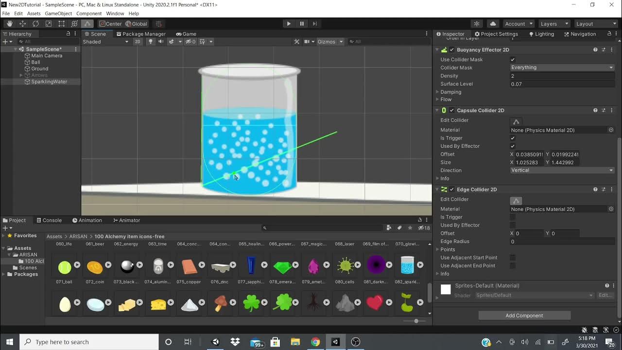 Unity's PHYSICS 2D Tutorial (Part2: BUOYANCY EFFECTOR 2D(Water Effect) & CAPSULE COLLIDER 2D ...