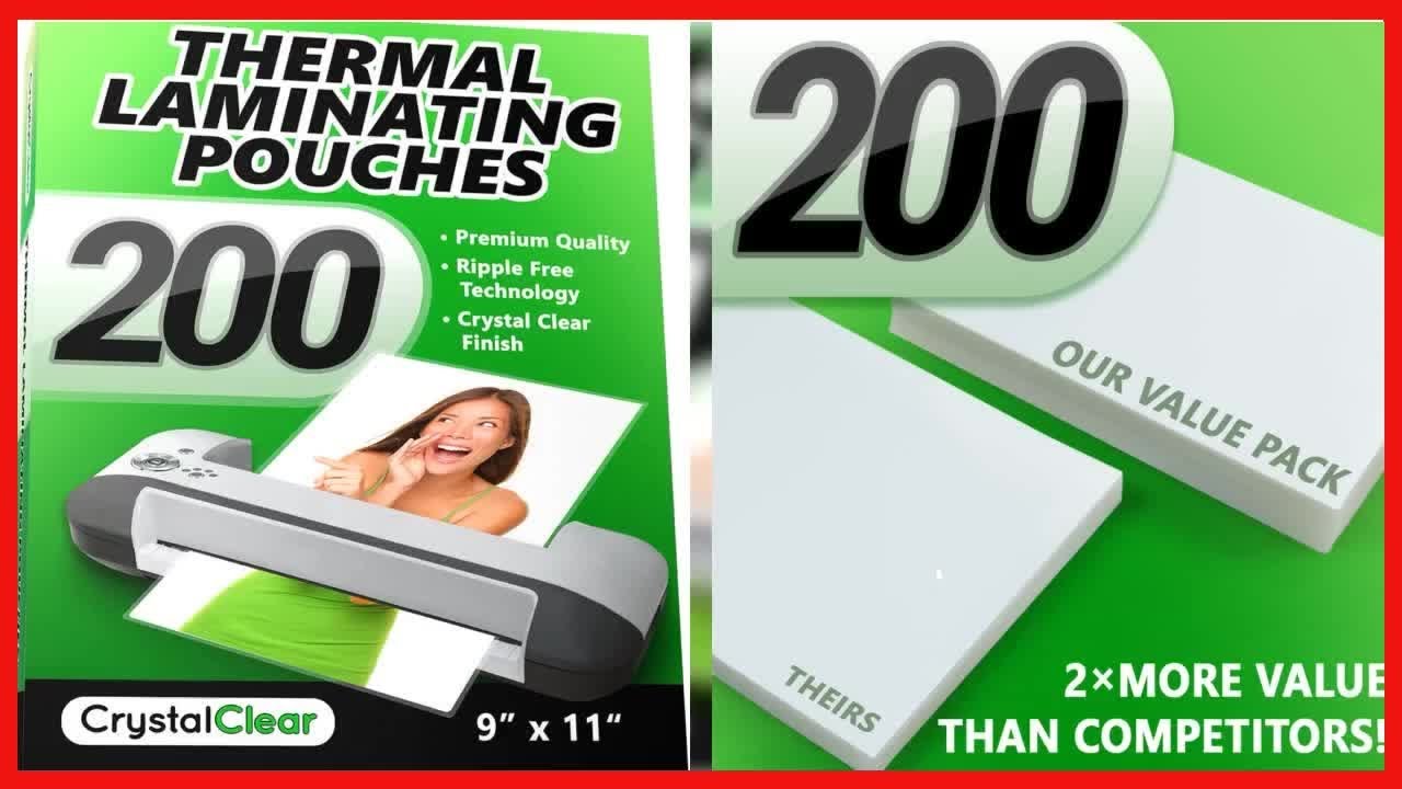 Crystal Clear 200 Pieces Universal Thermal Laminating Pouches - YouTube