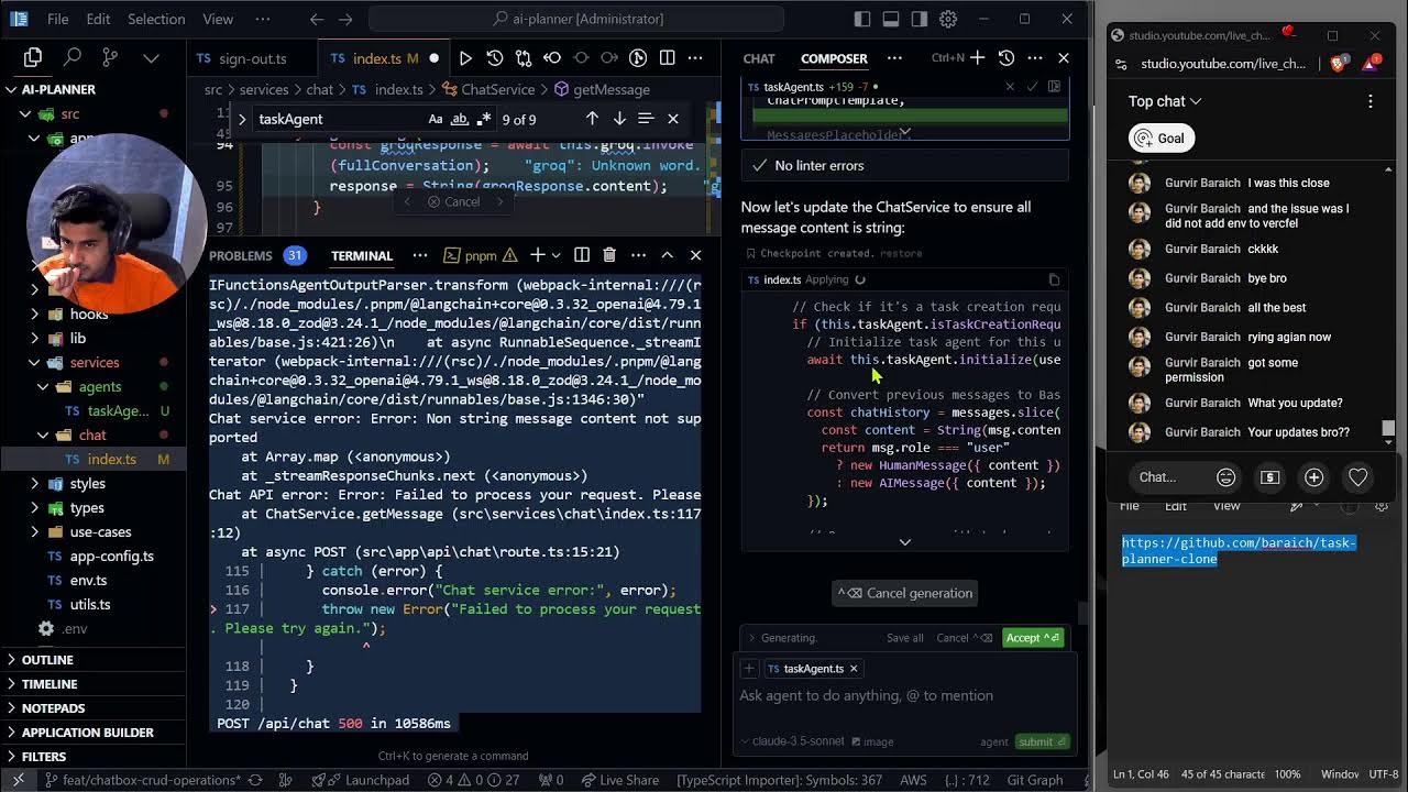 🔴 Live - 🚀 Trying to Build an AI App with LangGraph & LangChain (Part 7) - YouTube