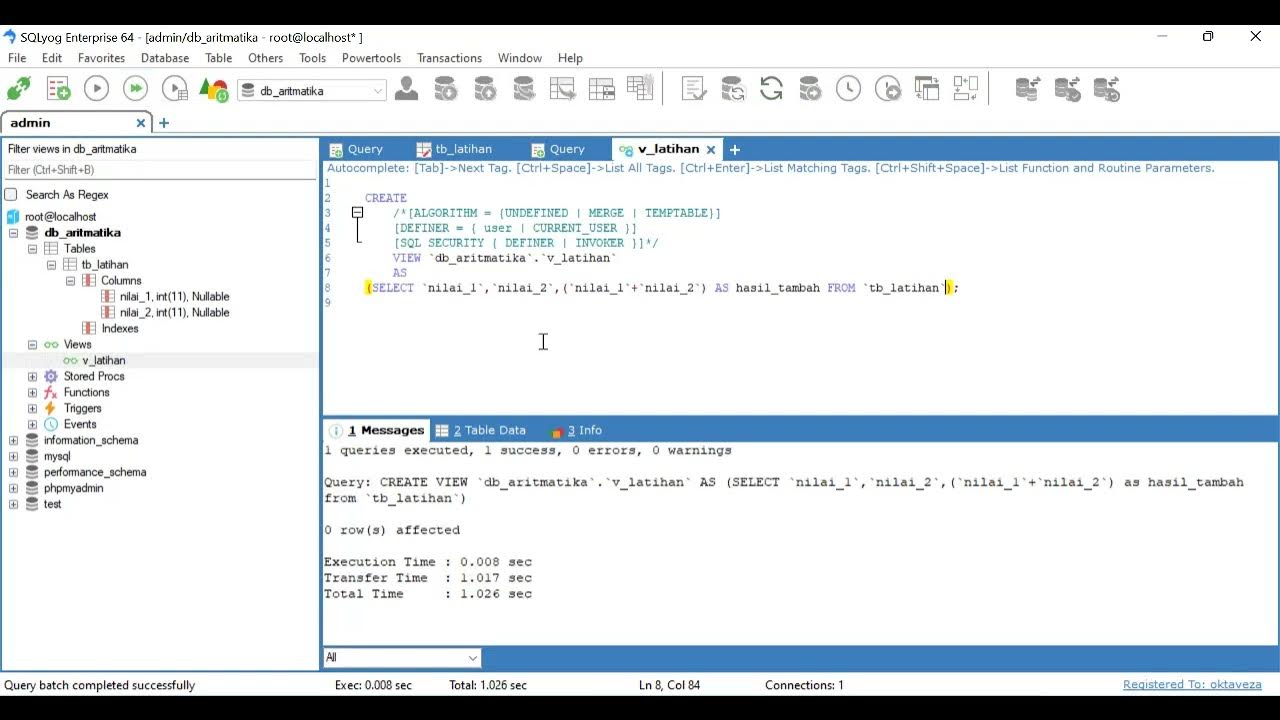 Criete Views untuk Fungsi Operator ( + ) Pada MYSQL - YouTube