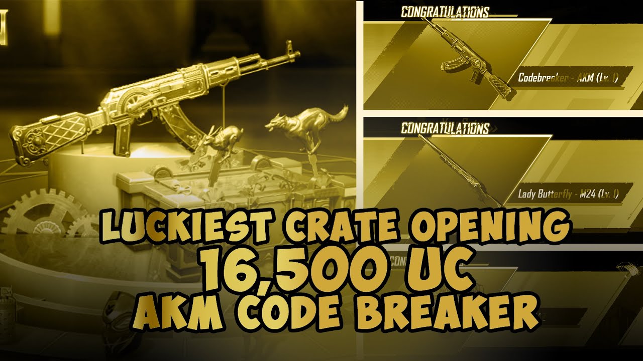 16,500 UC Crate Opening | AKM Code Breaker | Luckiest Crate opening ...