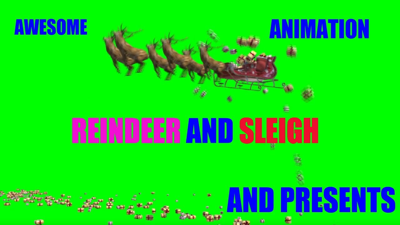 Awesome Green Screen Animated Flying Sleigh and Reindeer Extended Pack ...