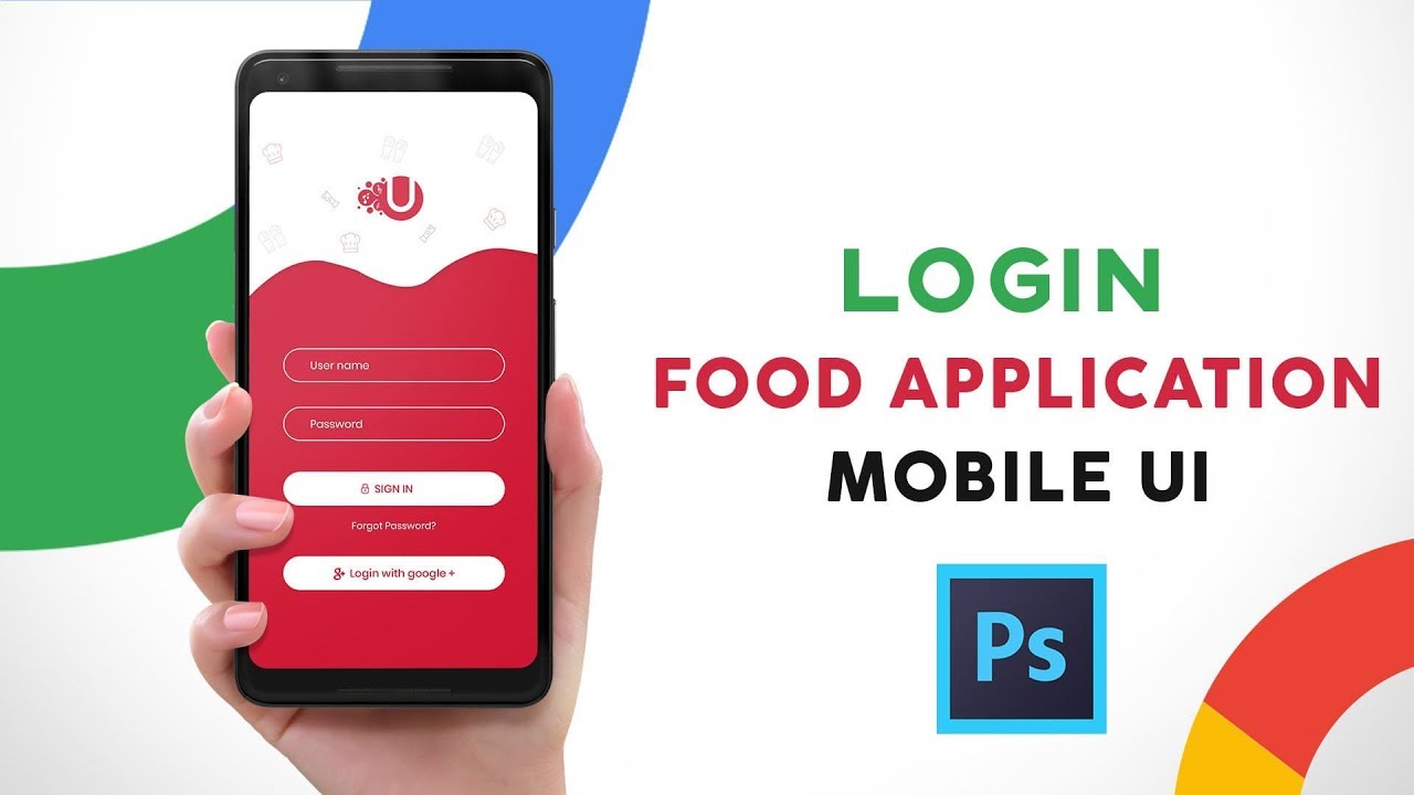 Mobile ui design tutorial in Photoshop cc: Food application log in ...