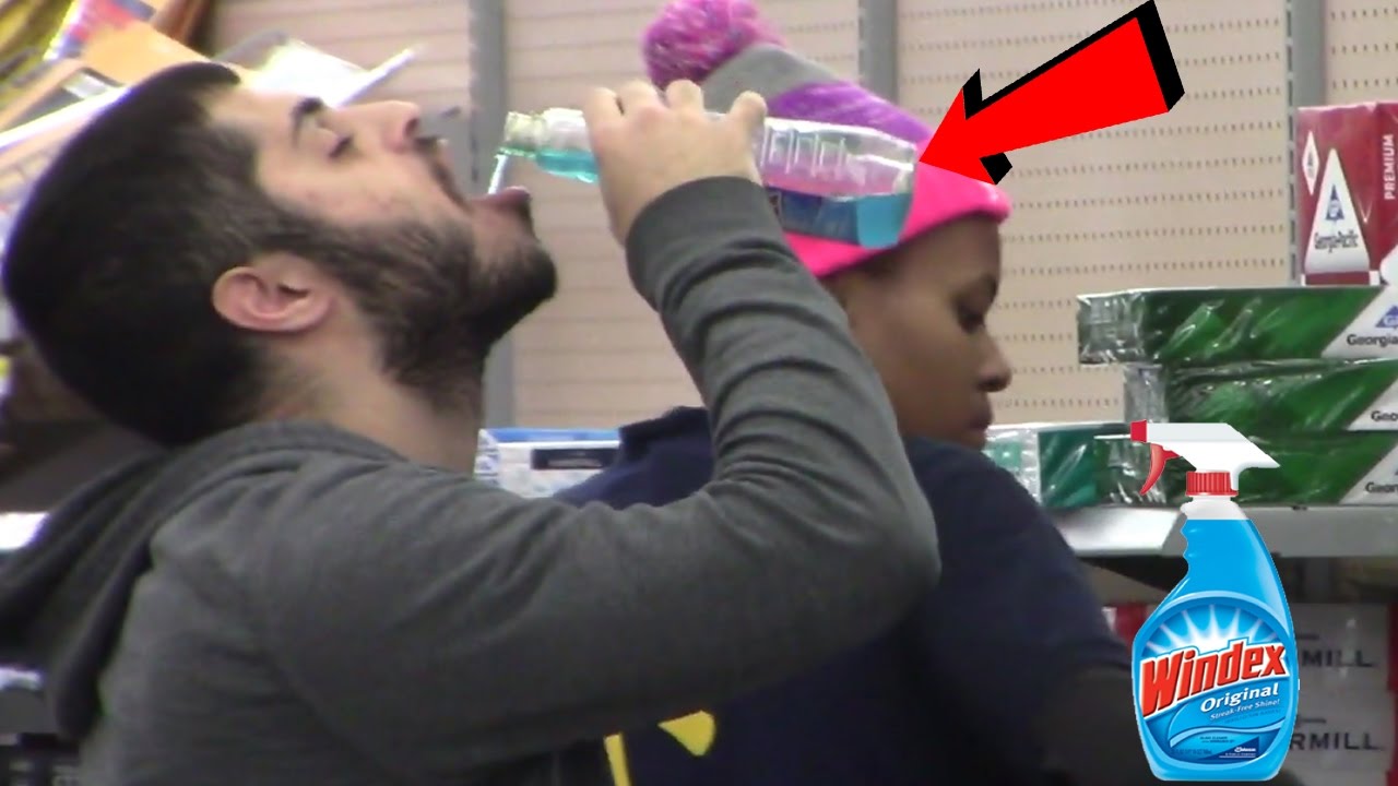 Drinking Windex In Public Prank - YouTube