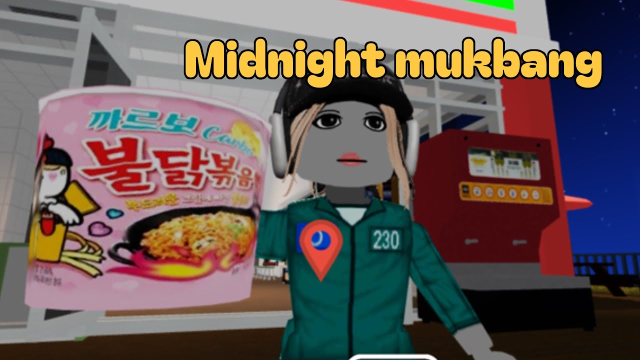 Midnight Mukbang at 7-Eleven in Roblox! Buldak, Kimbap, Noodles ...