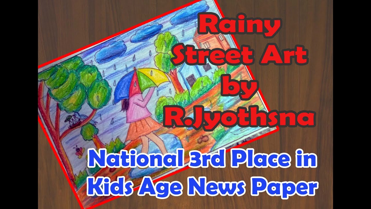 rainy street drawing | easy to draw rainy street by r.jyothsna erode ...