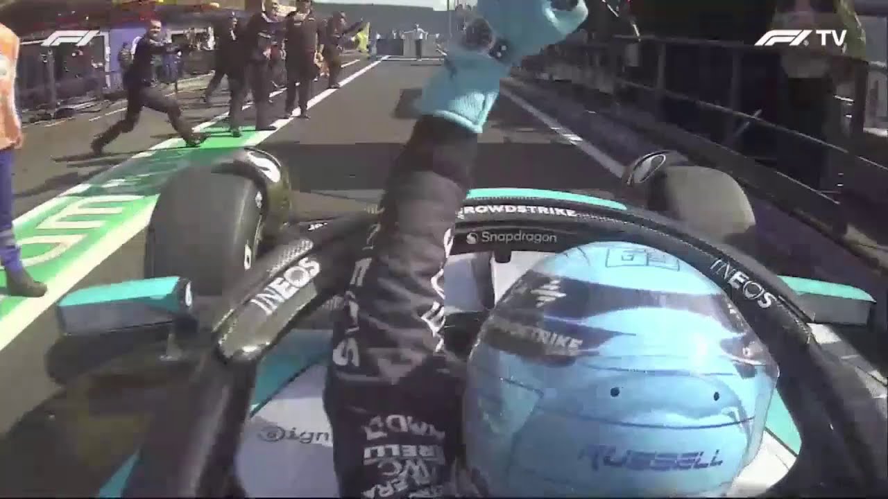 George Russell's Post-Race Radio Celebration (Pre-disqualification ...