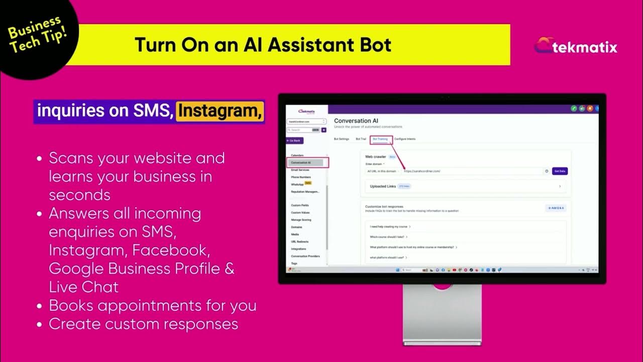 Turn on AI Chat Bot Assistant in Tekmatix to Manage Your Admin and Book Appointments For You ...