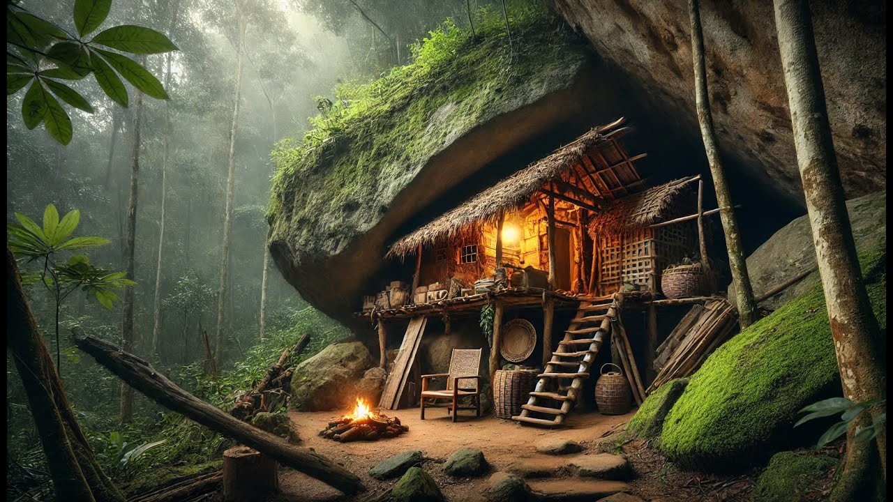 Time flies my jungle survival shelter building process - YouTube