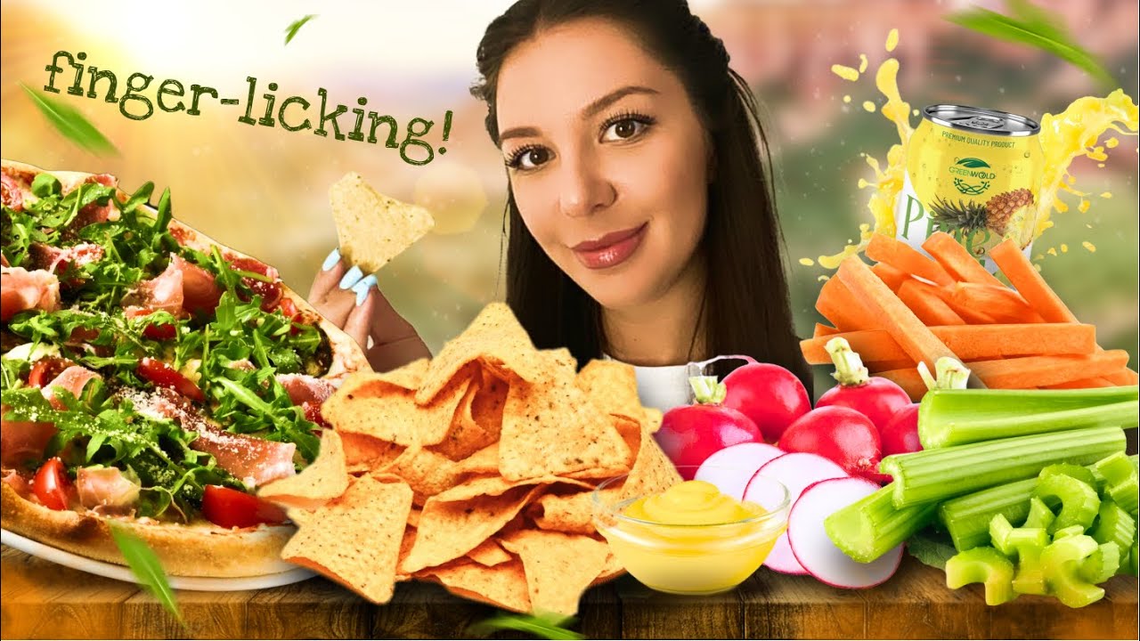 ASMR VEGETABLES - NACHOS - MEAT PIZZA - ASMR - MUKBANG - KRISTINA RICO ...